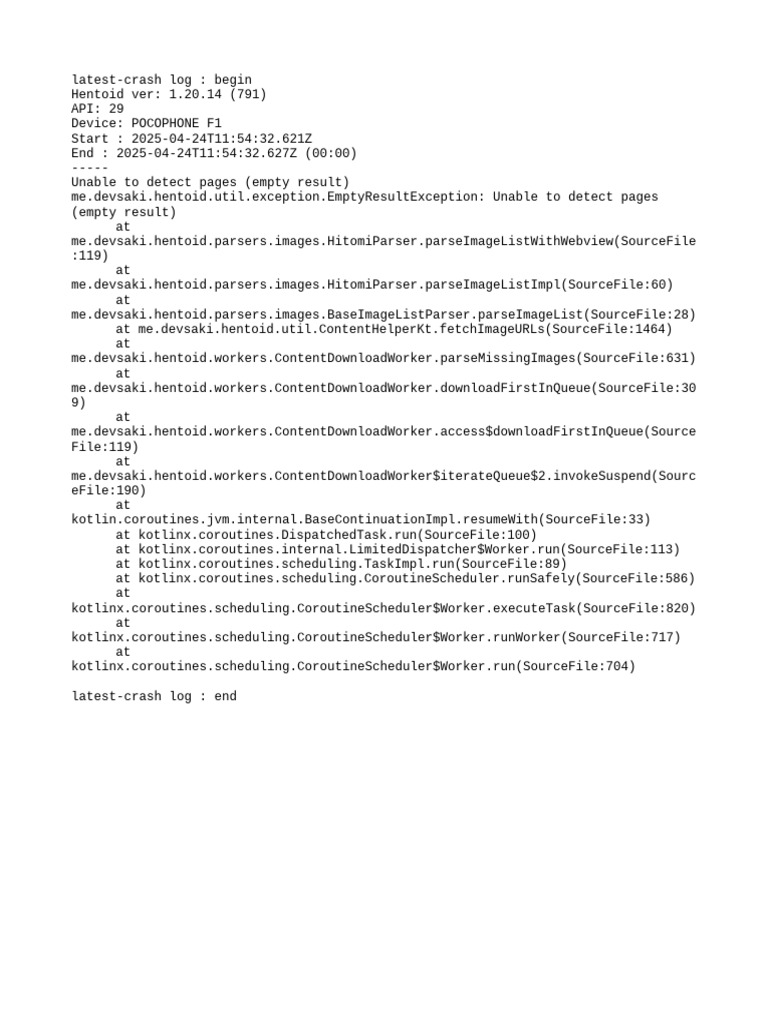 Latest Crash Log | PDF