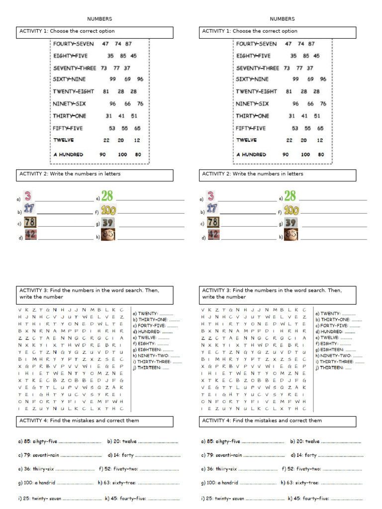 Numbers 0 100 Activities To Practice Numbers - 149702 | PDF