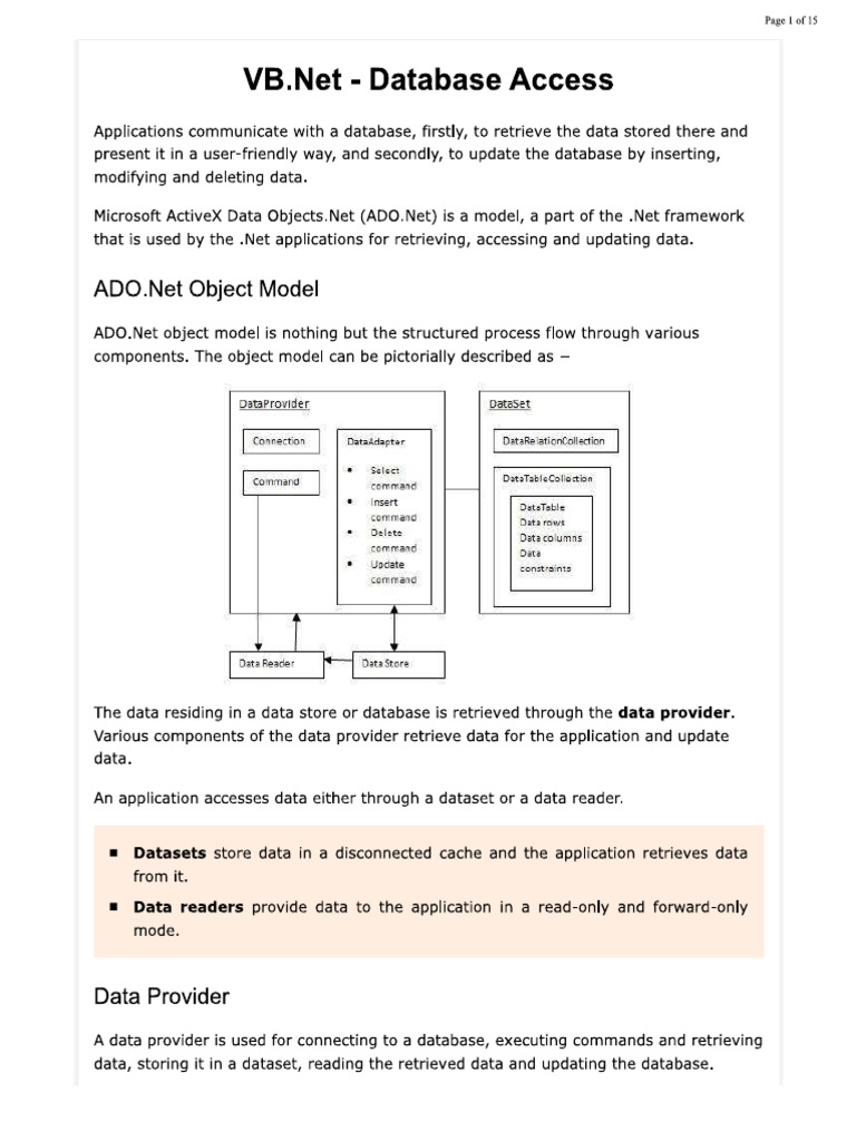 ADO.net object model -unit 4 | PDF