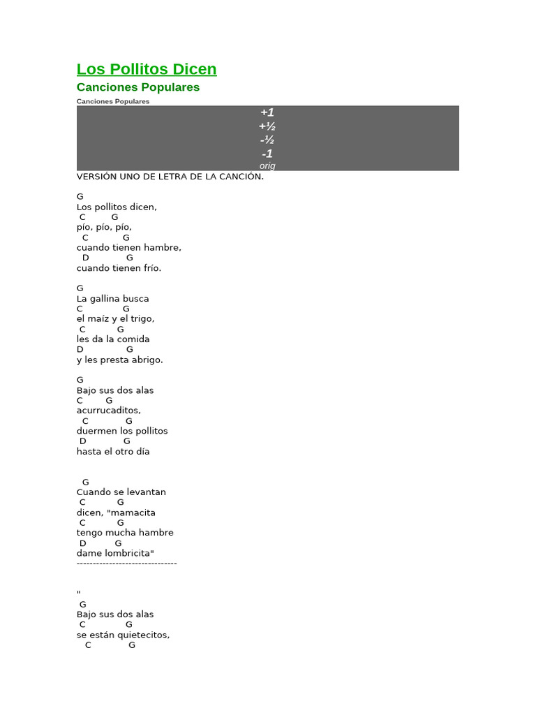 Los Pollitos Dicen 2 | PDF