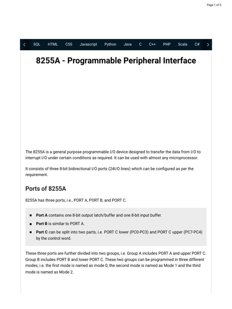 Intel 8255A Programmable Peripheral Interface | PDF | Computer Architecture | Computing