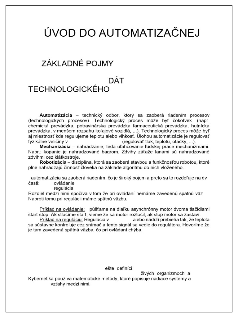 Uvod Do Automatizacnej Techniky | PDF