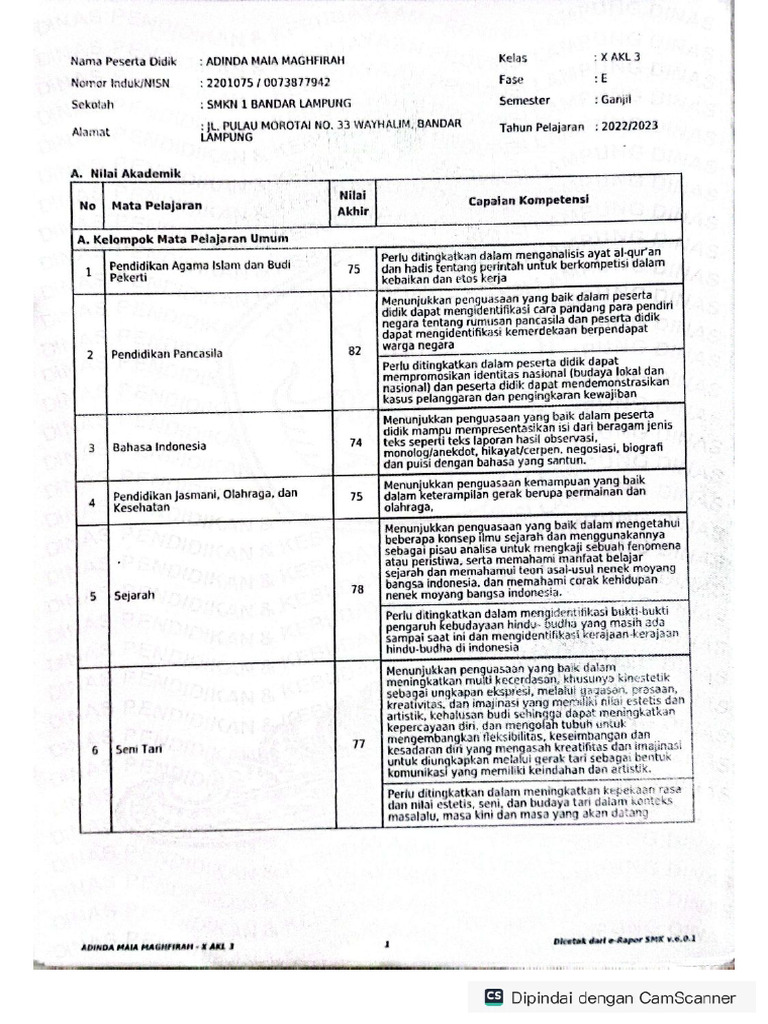 Rapor Semester 1 | PDF