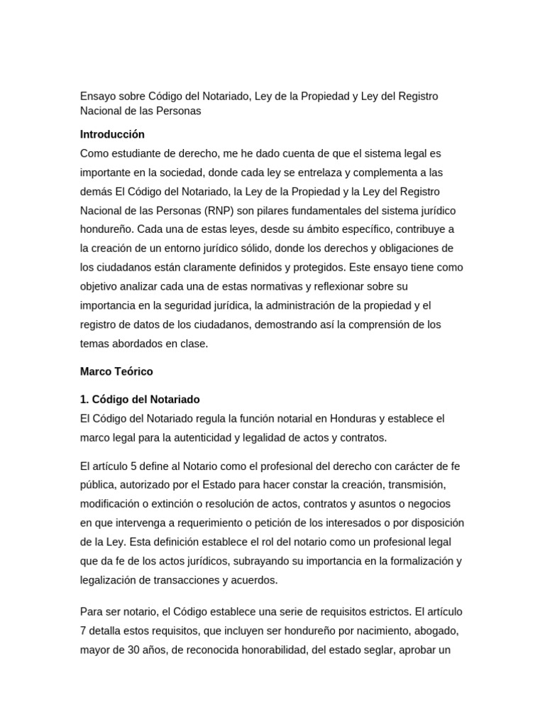 Análisis del Código Notariado y Leyes Hondureñas | PDF | Propiedad ...