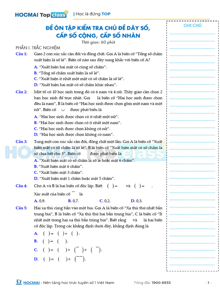 PHT-On Tap Xac Suat P1 P2 | PDF