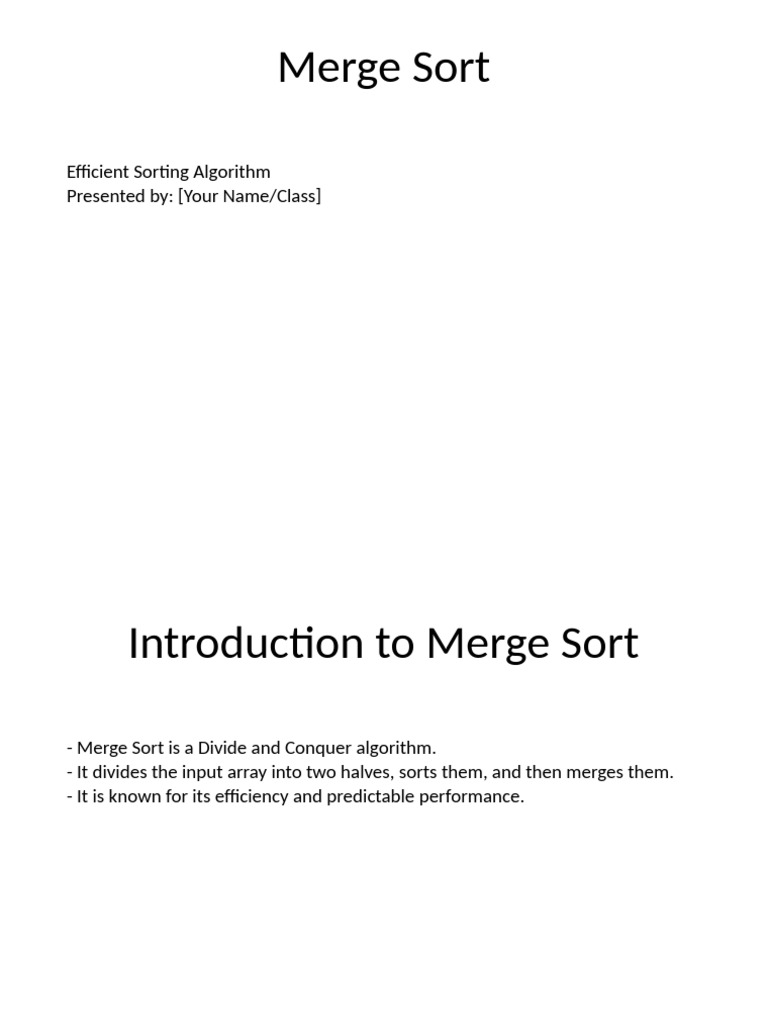 Merge Sort Presentation | PDF