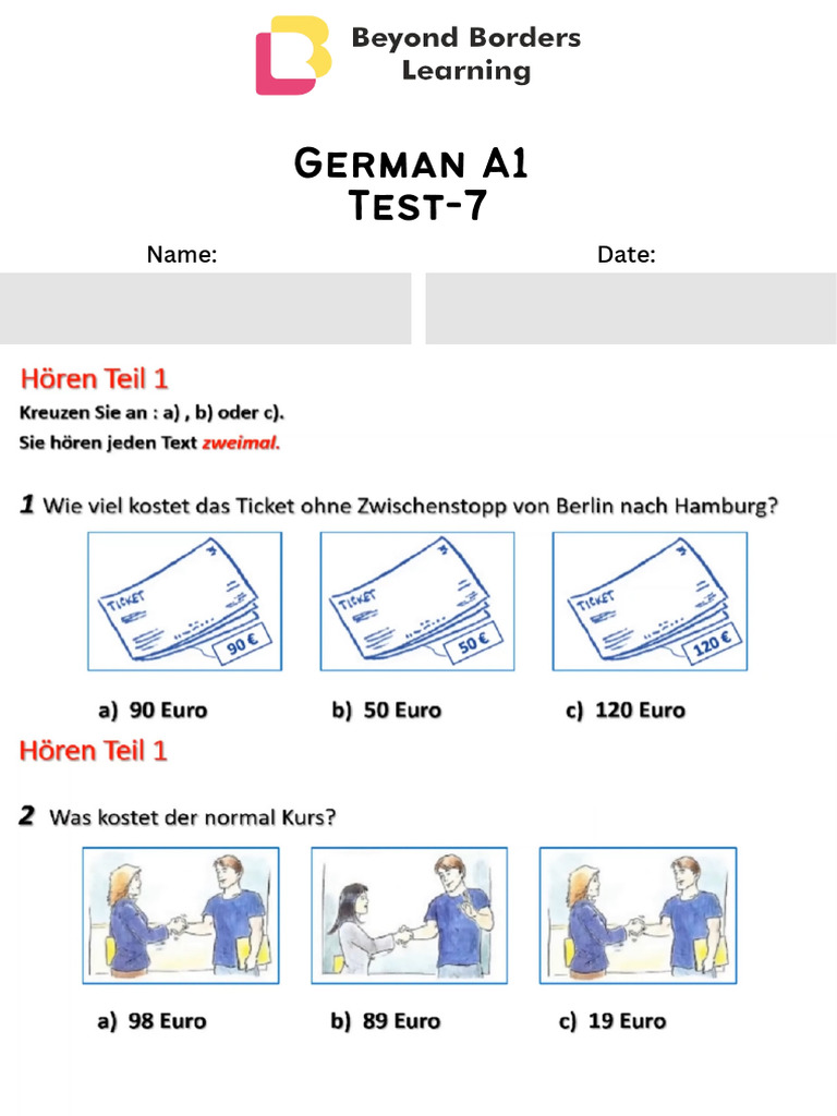 German A1 Test-7 Overview | PDF