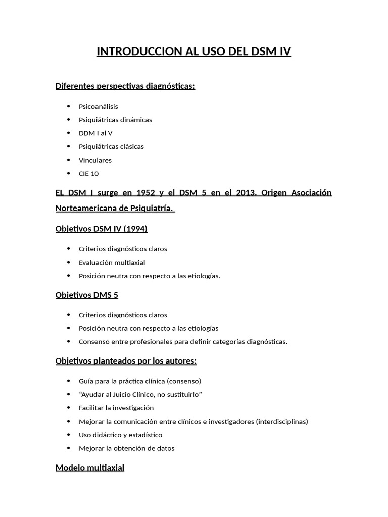 Introduccion Al Uso Del DSM Iv | PDF | Manual Diagnóstico y Estadístico de los Trastornos ...