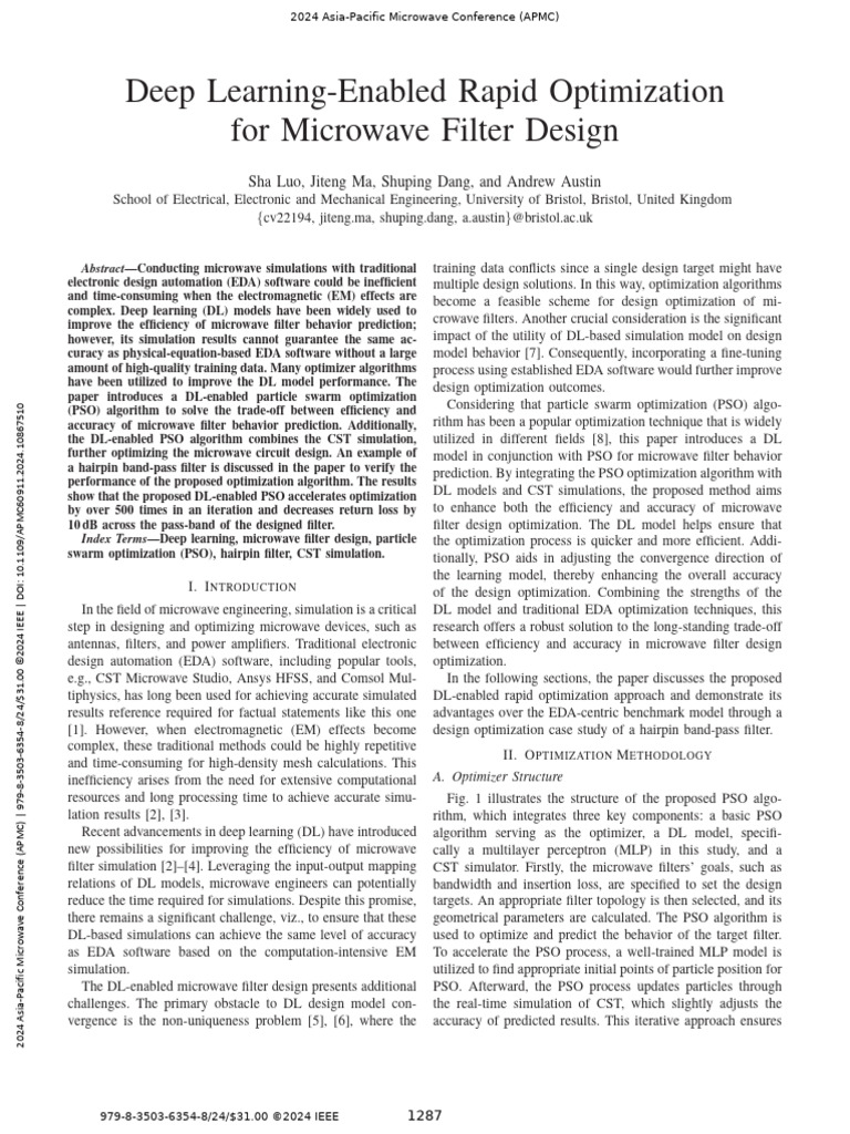 Deep Learning-Enabled Rapid Optimization For Microwave Filter Design ...