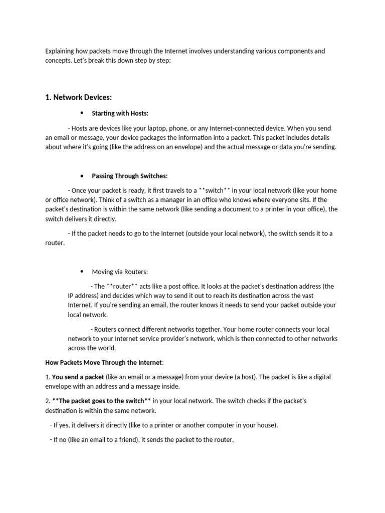Explaining How Packets Move Through The Internet Involves Understanding Various Components and ...