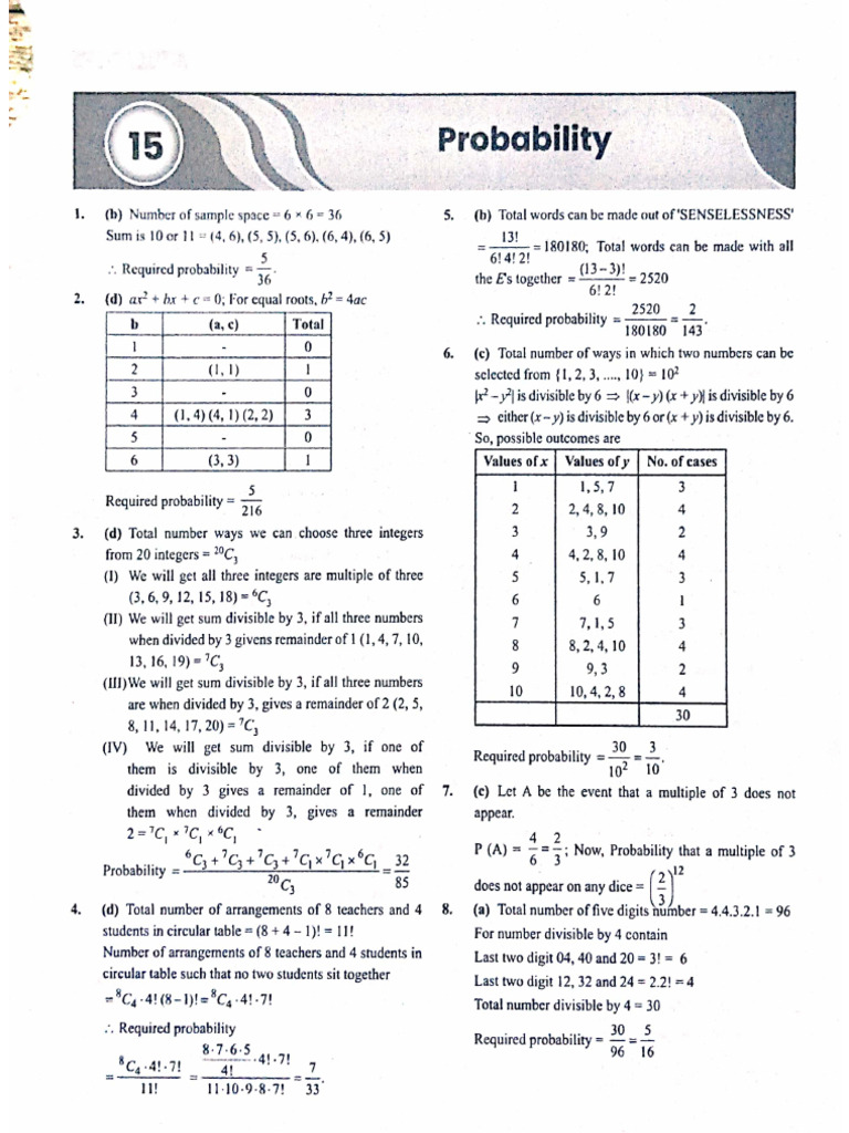 probability solutions | PDF