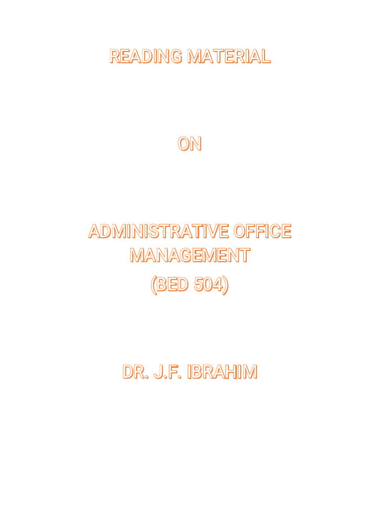 Reading Material On Administrative Office Management Bed 504 | PDF ...