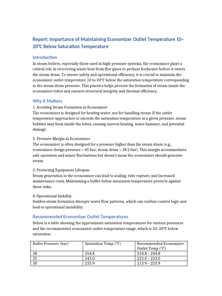 Economizer Outlet Temperature Report | PDF | Boiler | Steam