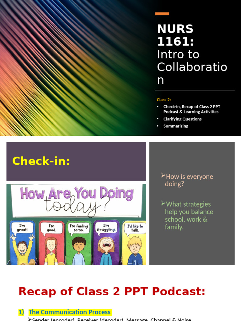 1161 - Class 2 PPT Slides - Clarifying Questions and Summarizing | PDF ...