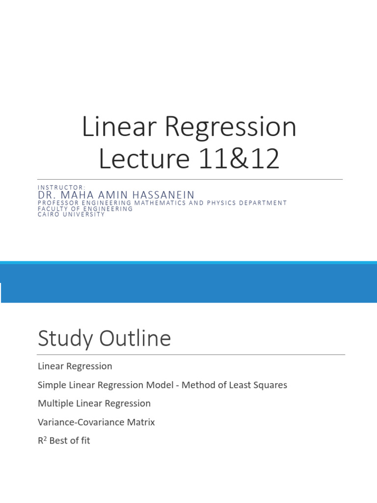Lecture 11&12 - Adv. Regression | PDF | Errors And Residuals | Linear Regression
