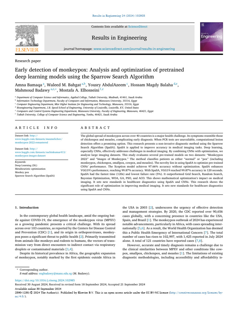 Early detection of monkeypox: Analysis and optimization of pretrained deep learning models using ...