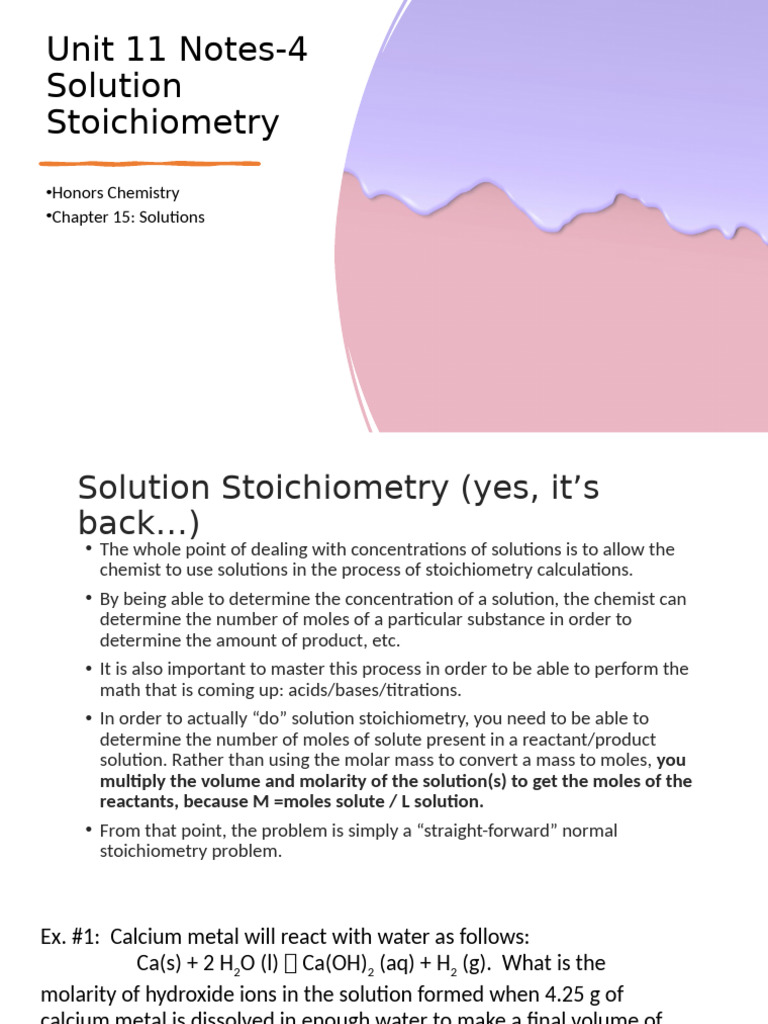 Solution Stoichiometry in Chemistry | PDF | Stoichiometry | Materials