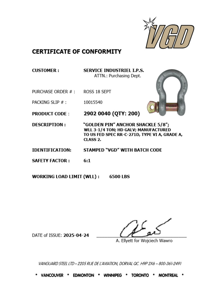 VGD - Ips 10015540 Cert | PDF