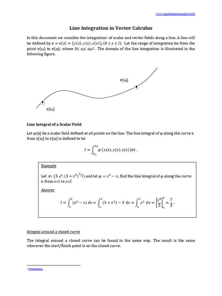 18 Line Integration in Vector Calculus | PDF