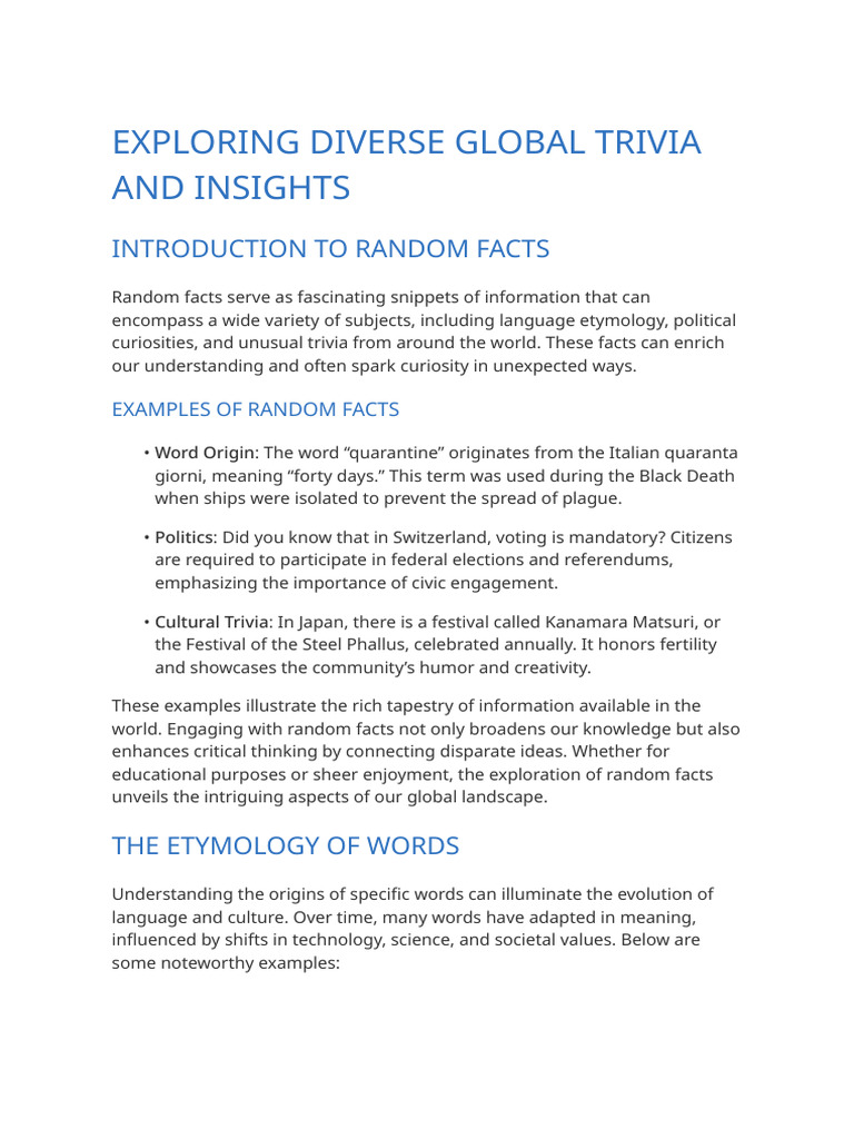 Exploring Diverse Global Trivia and Insights | PDF | Democracy ...