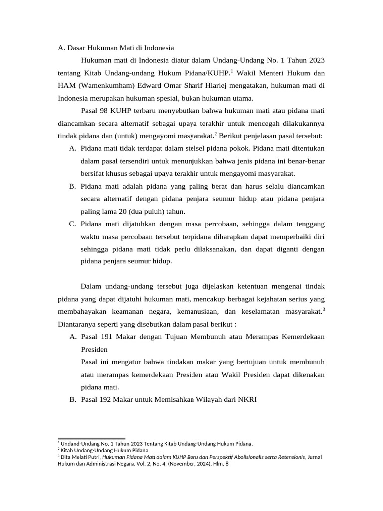 Dasar Hukum Pidana Mati di Indonesia | PDF
