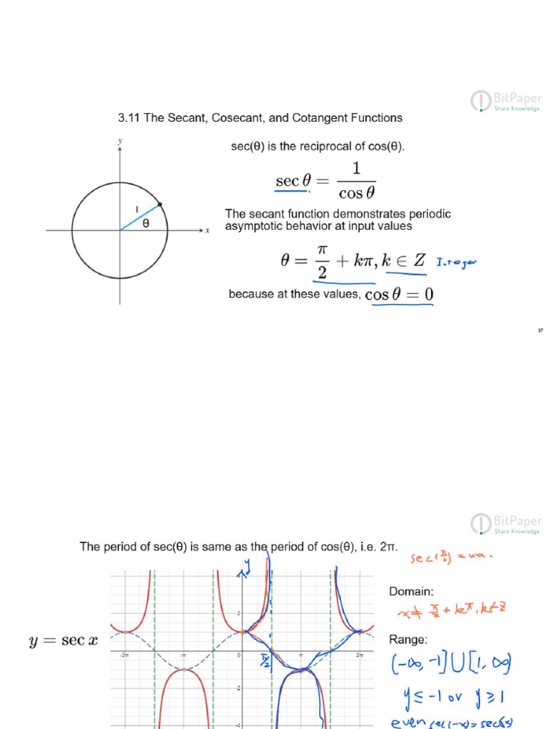 Classnote - 110724 - Secant, Cosecant, Cotangent Functions - Fundamental Identities | PDF