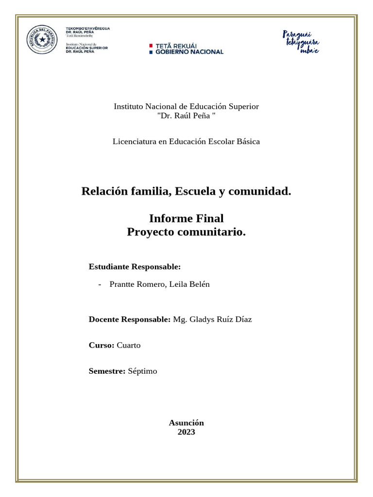 Informe Proyecto Comunitario | PDF