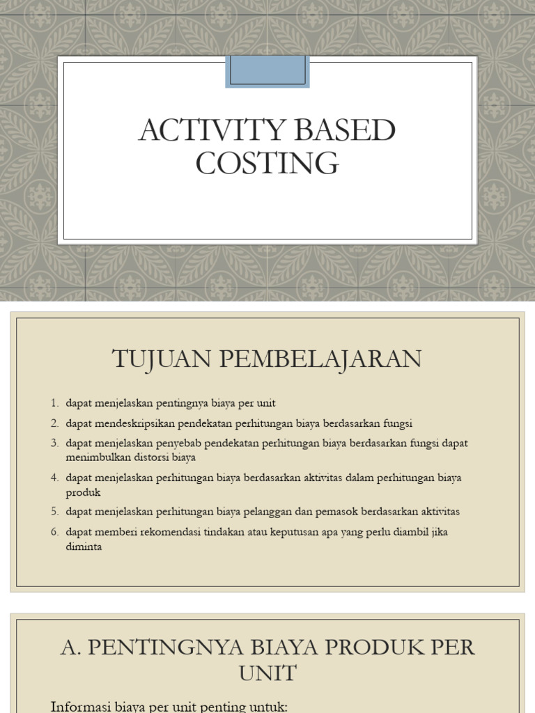 Activity Based Costing | PDF