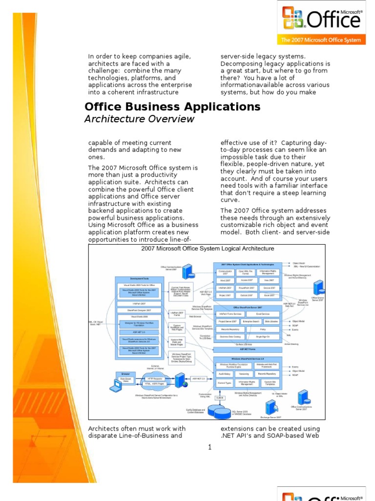 Office Business Applications: Architecture Overview | PDF | Share Point ...