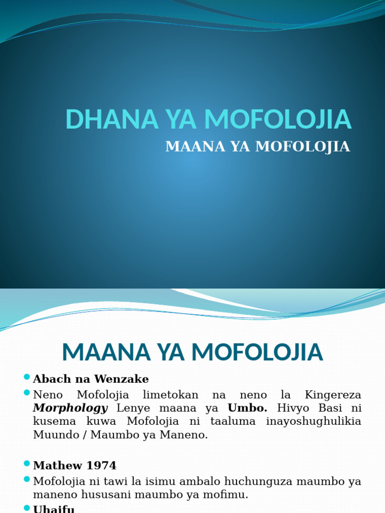 Dhana Ya Mofolojia Slides | PDF