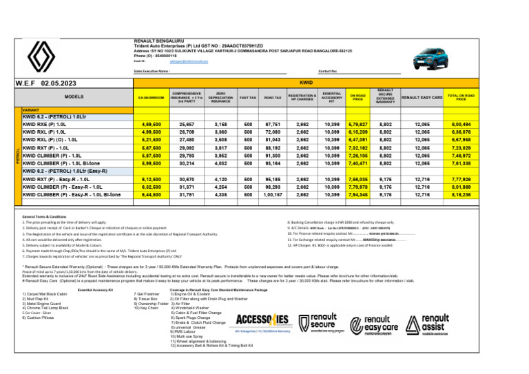 Kwid Price List May 2023 | PDF | Motor Vehicle | Vehicles