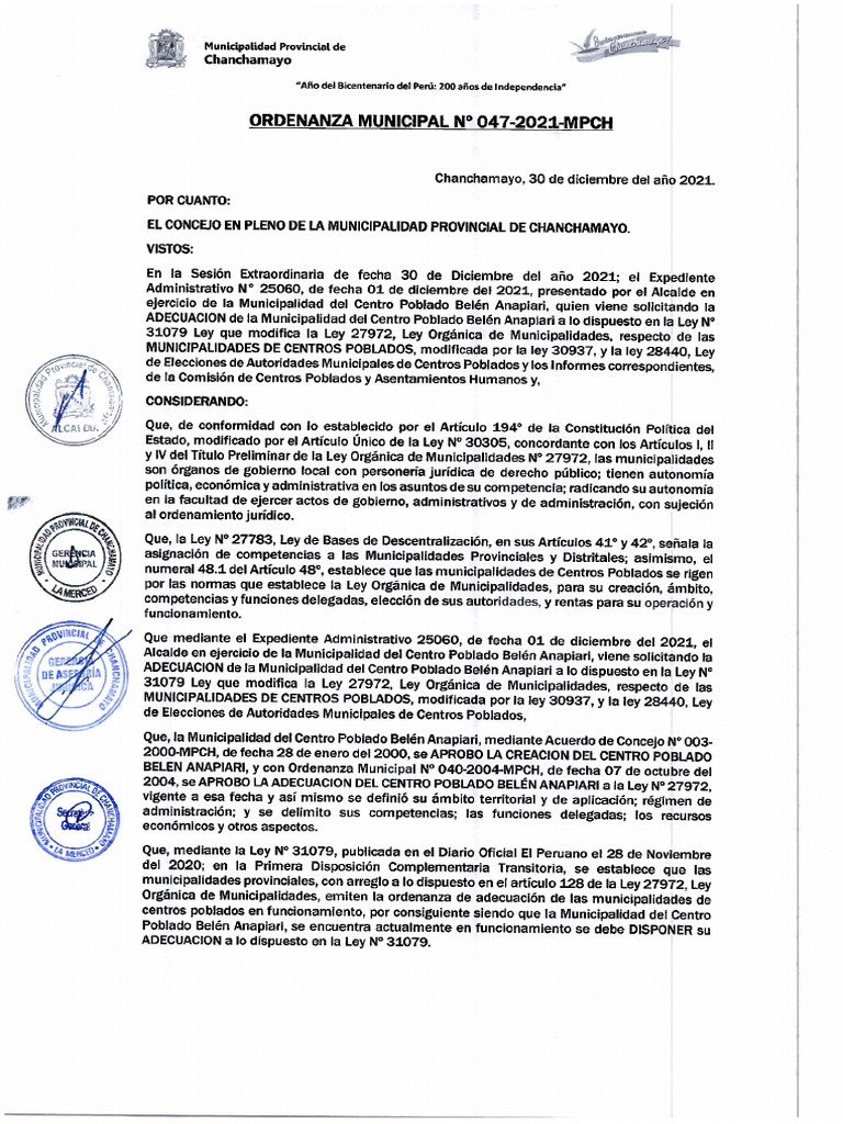 Ordenanza Municipal | PDF
