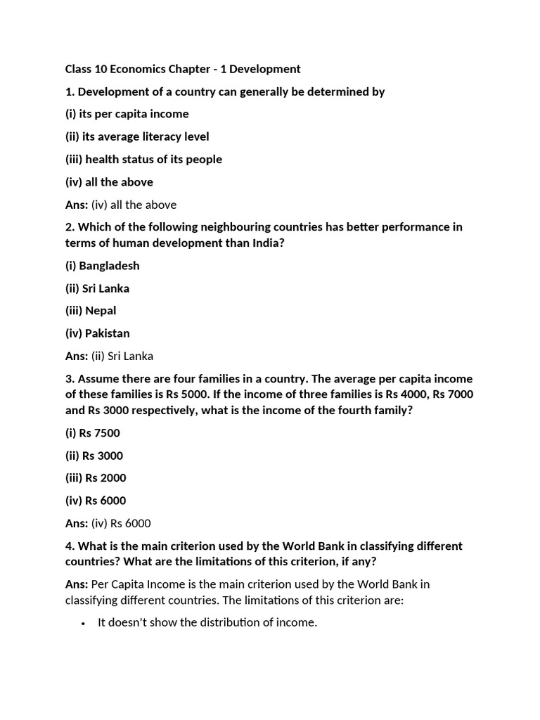 Class 10 Economics Chapter | PDF | Energy Development | Income
