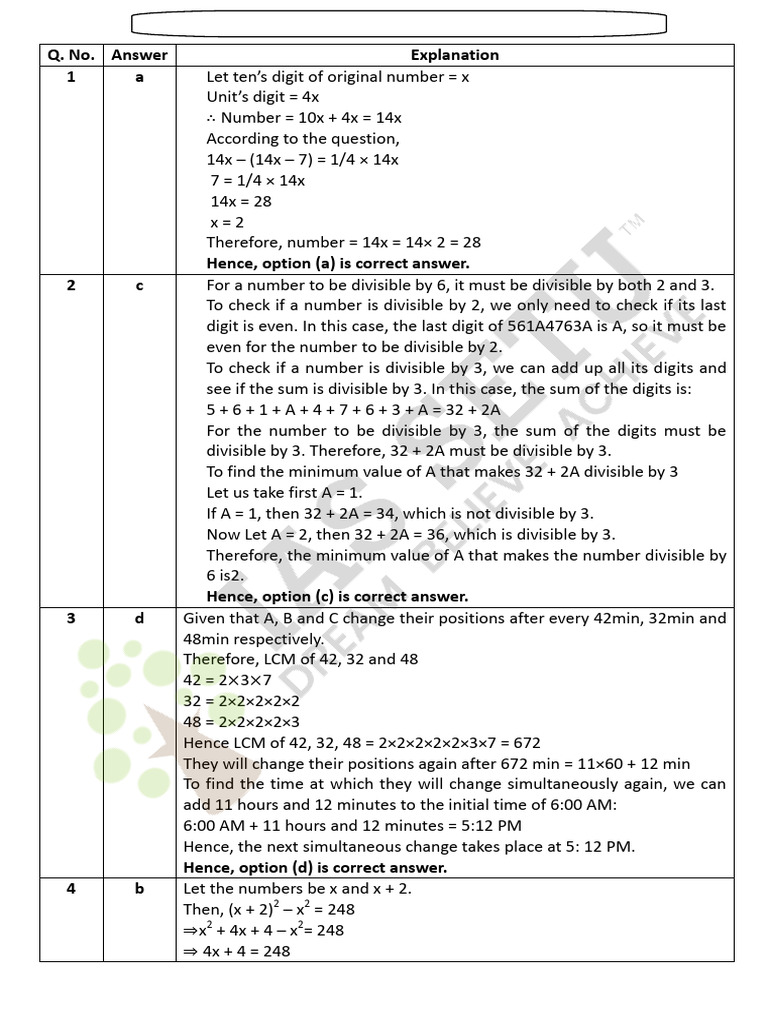 Math Problem Solutions and Explanations | PDF | Mathematical Concepts ...