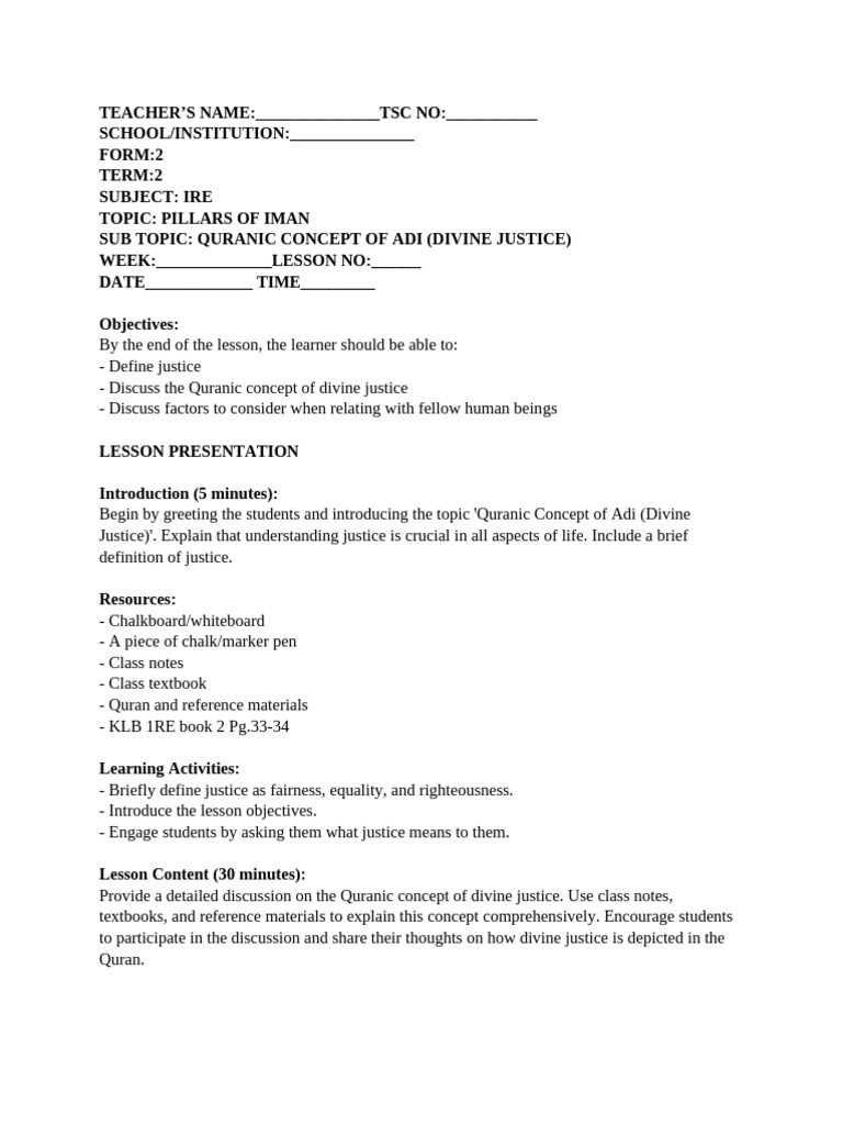 0721634274 form-2-ire-lesson-plans-term-2 | PDF | Hajj | Islamic Ethics
