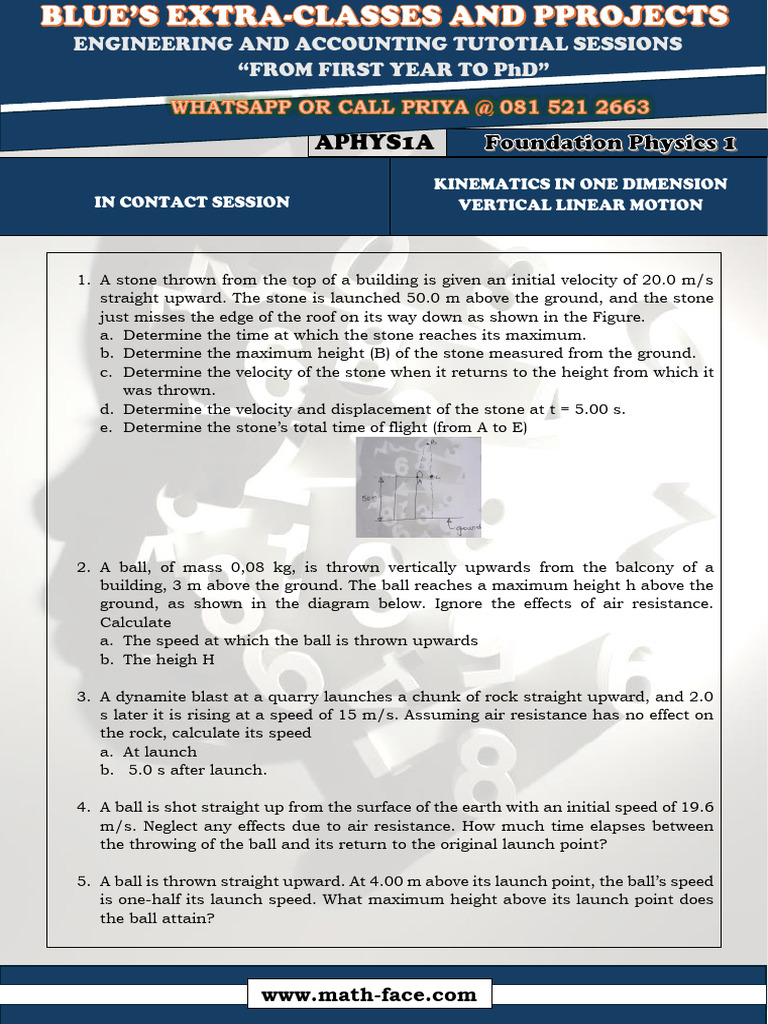 Kinematics in One Dimension - Vertical Linear Motion | PDF | Rocket ...