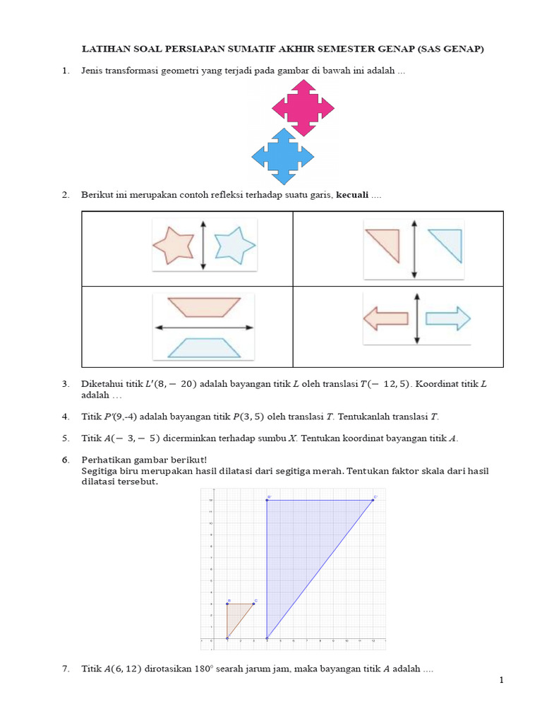 Soal Latihan Transformasi Geometri dan Peluang | PDF