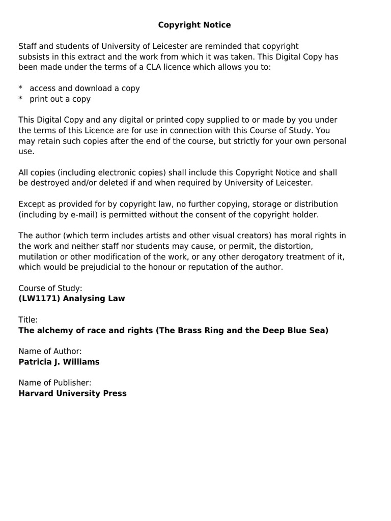 Williams | PDF | Copyright