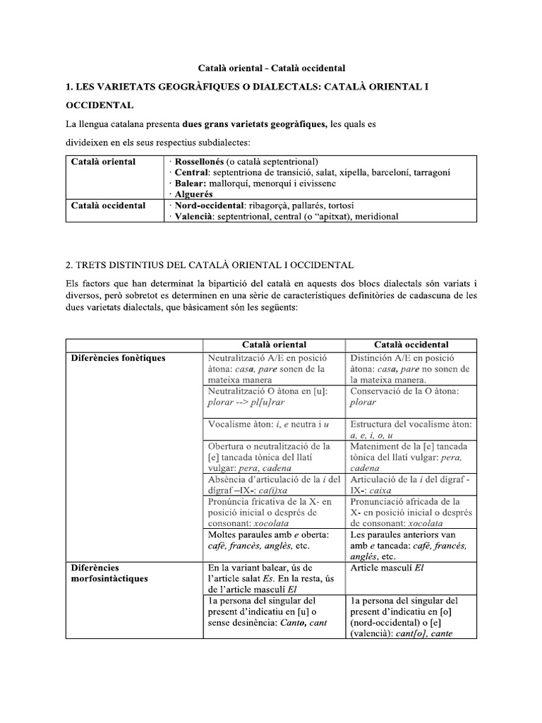 Català Oriental - Català Occidental | PDF