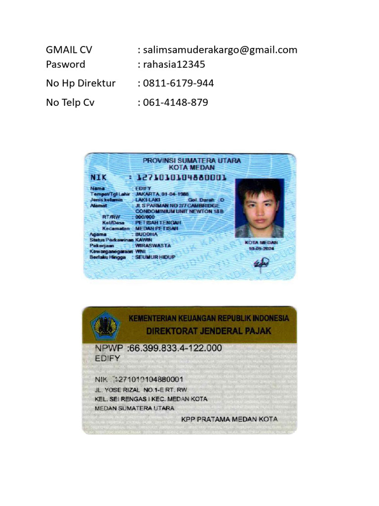 Berkas Pembuatan NPWP CV Salim Samudera Kargo | PDF