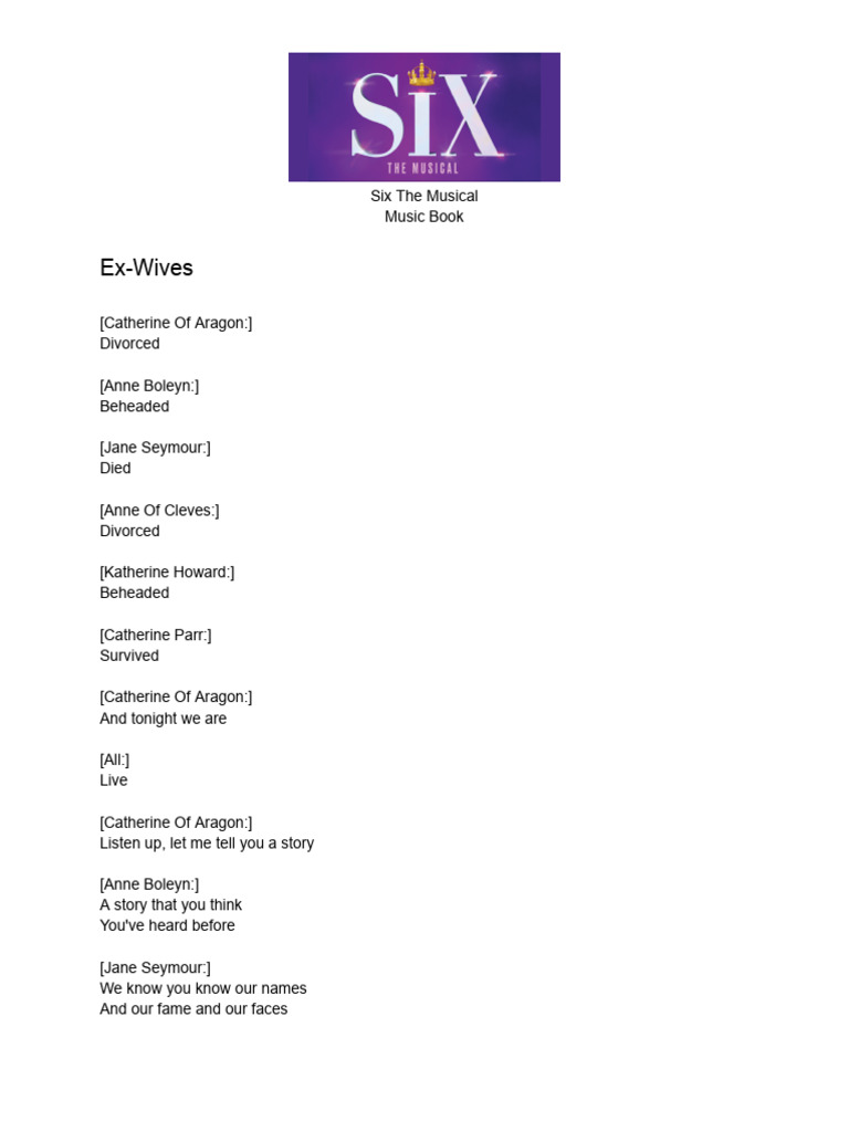 Six The Musical Music Book | PDF | House Of Tudor