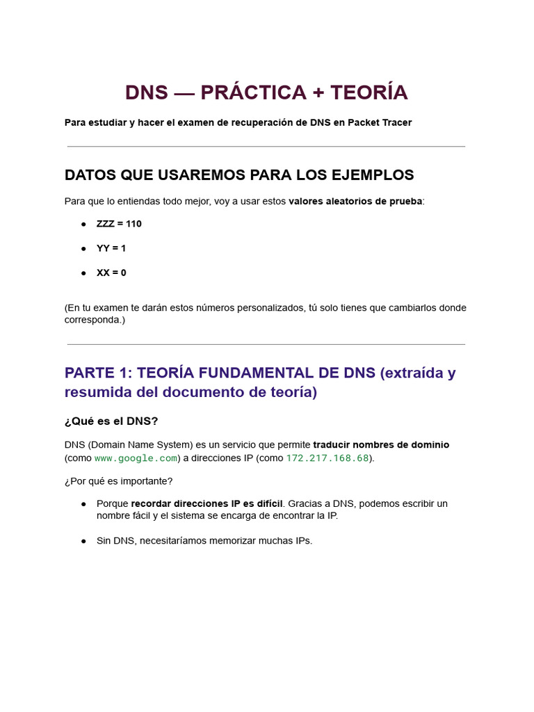 DNS - Práctica + Teoría | PDF | sistema de nombres de dominio | Enrutador (Computación)
