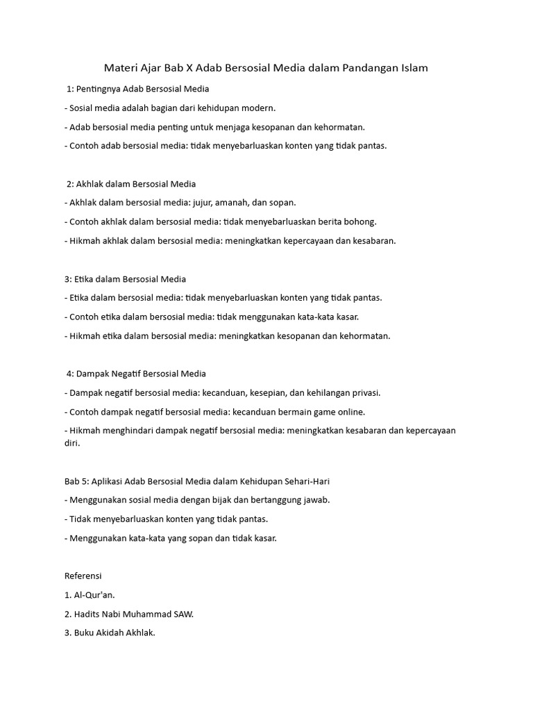 Materi Ajar Bab X Adab Bersosial Media Dalam Pandangan Islam | PDF