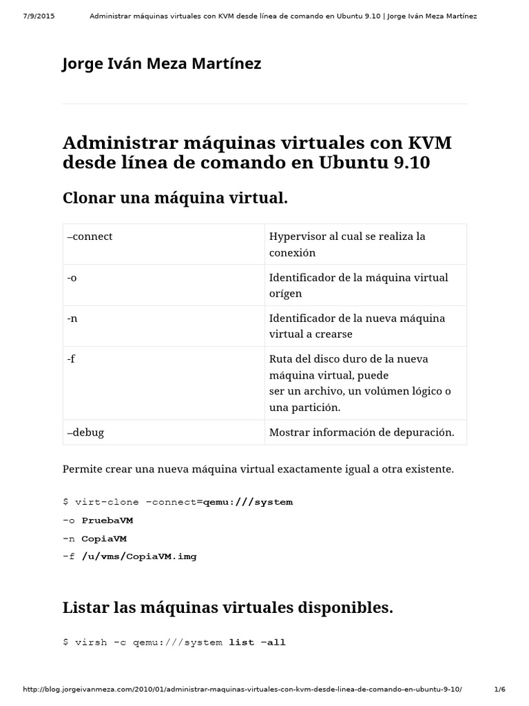 Comandos KVM - Administrar Máquinas Virtuales Con KVM Desde Línea de Comando en Ubuntu 9 | PDF ...
