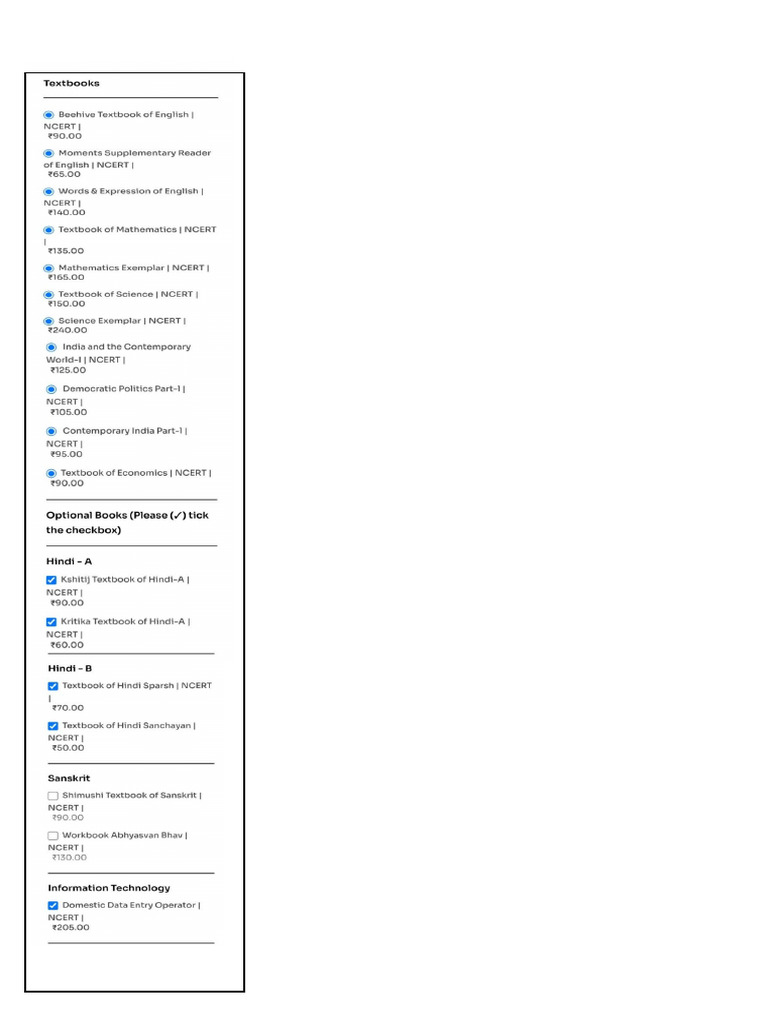 Book List Class 9 | PDF