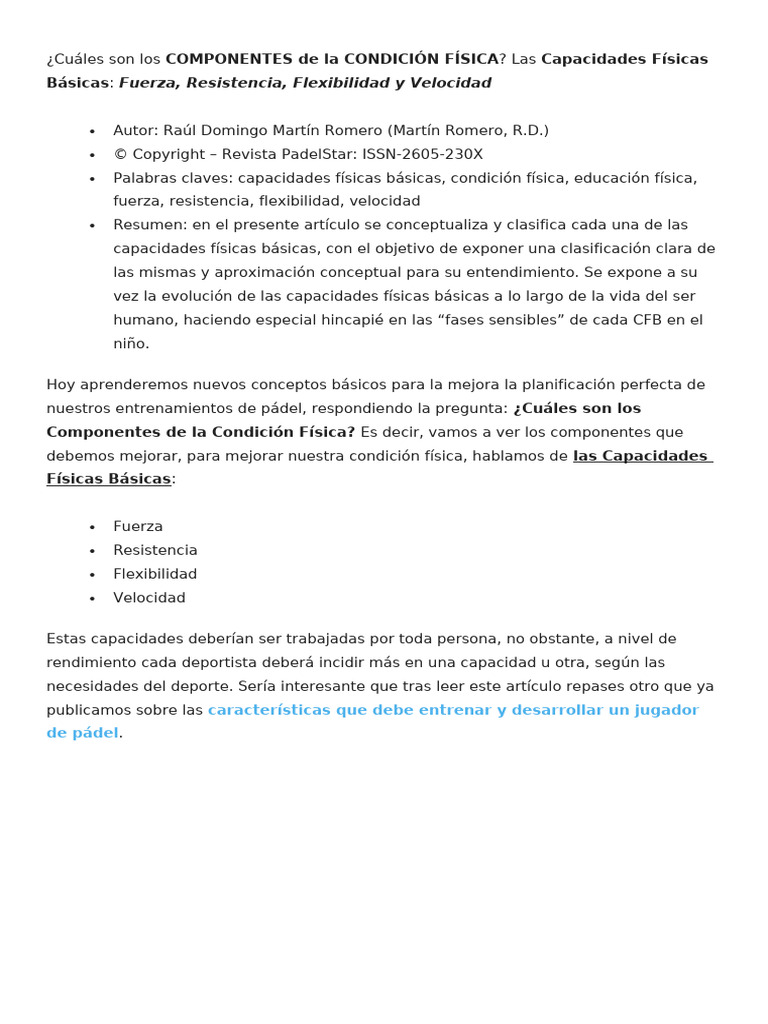 Capacidades Fisicas | PDF | Flexibilidad (anatomía) | Resistencia