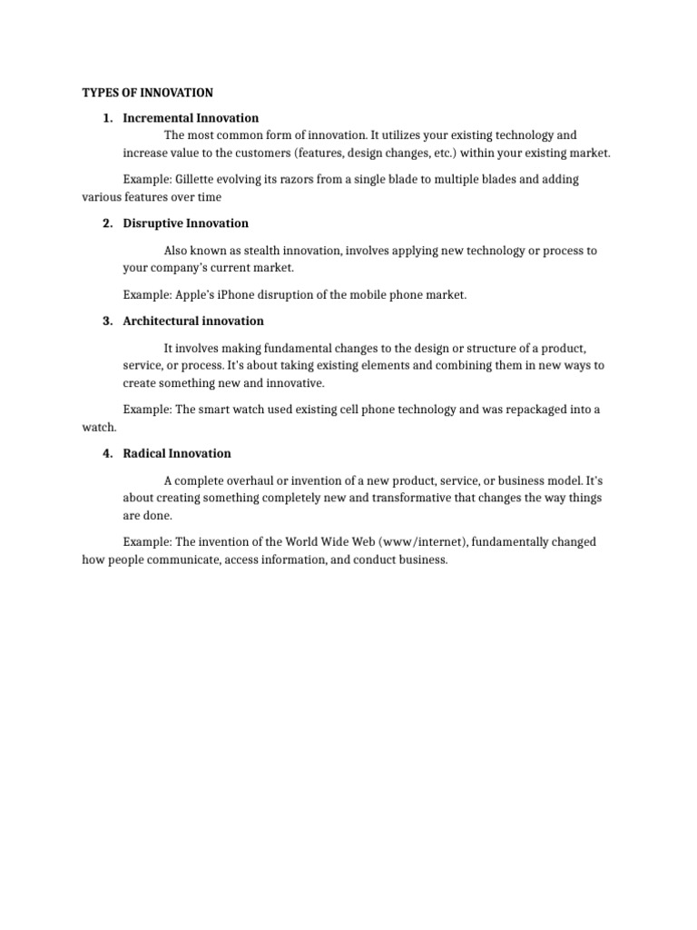 Types of Innovation | PDF