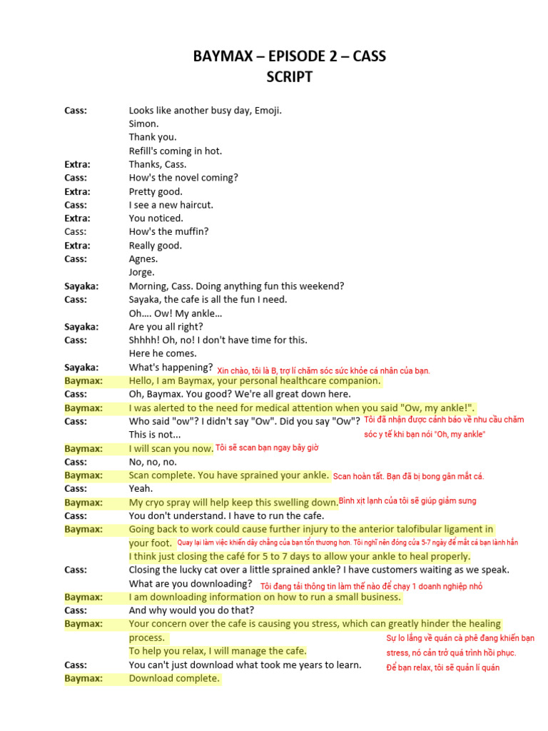 Baymax Manages Cass's Cafe | PDF | Ankle