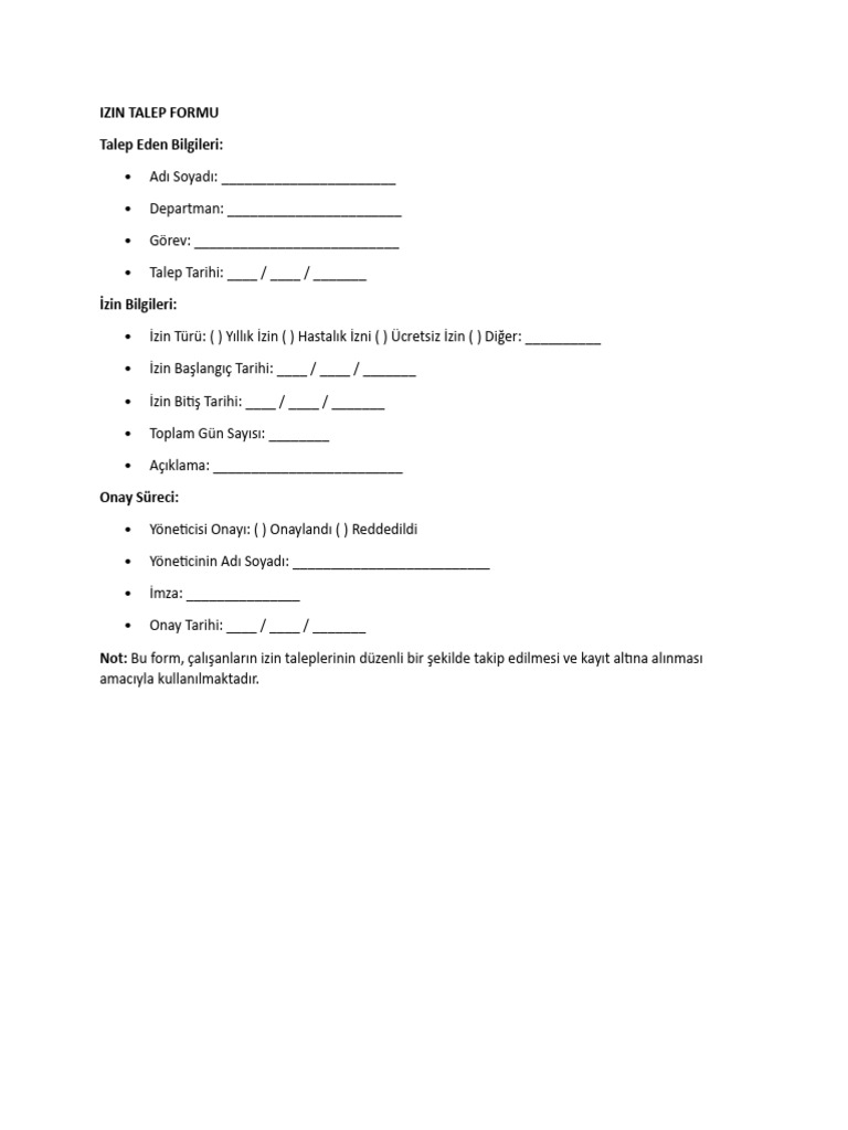 Izin Talep Formu | PDF