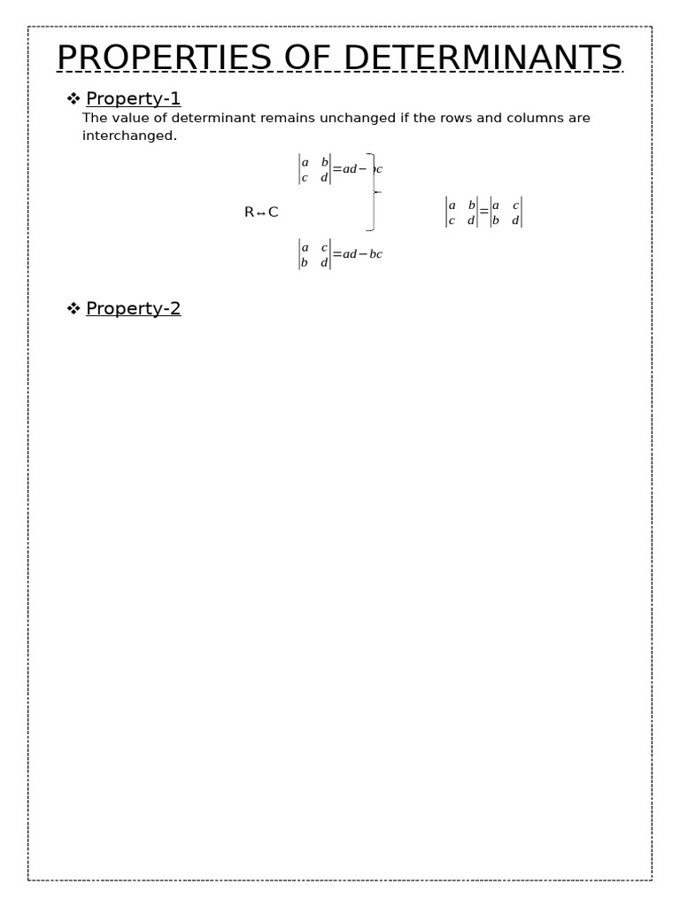 Properties of Determinants | PDF